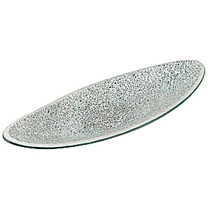 MDLUU Mosaic Centerpiece Tray, Decorative Glass Plate, Home Decor Glass Bowl for Orbs, Candles, Potpourri (Silver)