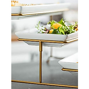 YHOSSEUN Large Tiered Serving Stand with Platters 3 Tier Serving Stand Serving Tray for Dessert Server Display Collapsible Sturdier Metal Rack