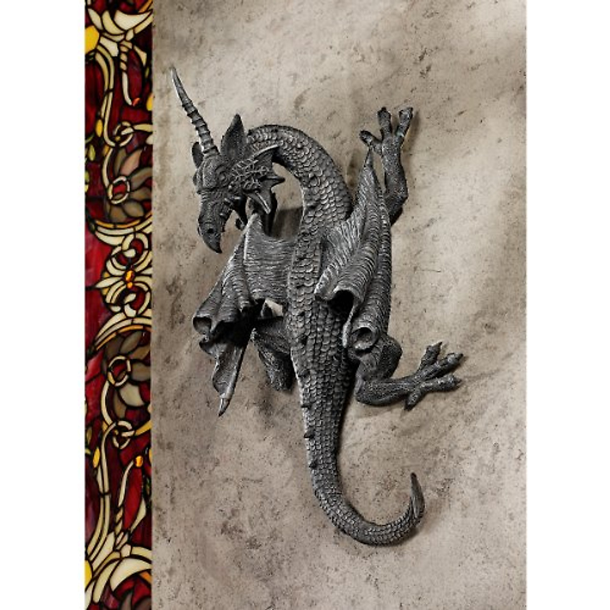 Design Toscano Horned Dragon of Devonshire Wall Sculpture 13 Inch, Single