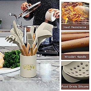 Kitchen Cooking Utensils Set, 14 PCS (Khaki)