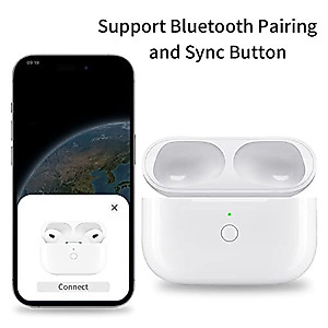 Wireless Charging Case Compatible for AirPods Pro, Charger Replacement Cases Compatible with AirPods Pro, Support Bluetooth Pairing and Sync Button(Earbuds Not Included)
