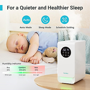 6L Humidifiers for Bedroom Home, Smart Warm and Cool Mist Humidifier for Large Room, Cool Mist Humidifiers for Plants, Top Fill Design and Alexa & App Control, Essential Oil Compatible
