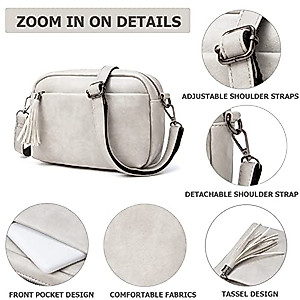 myfriday Lightweight Medium Crossbody Bag for Women, Camera Shoulder Purses Pocketbooks with Tassel and Triple Zipper Pocket Grey