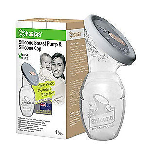 haakaa Manual Breast Pump 4oz/100ml One-Piece Design with Silicone Cap Made by Food Grade Silicone Milk Saver & Milk Catcher for Breastfeeding Moms