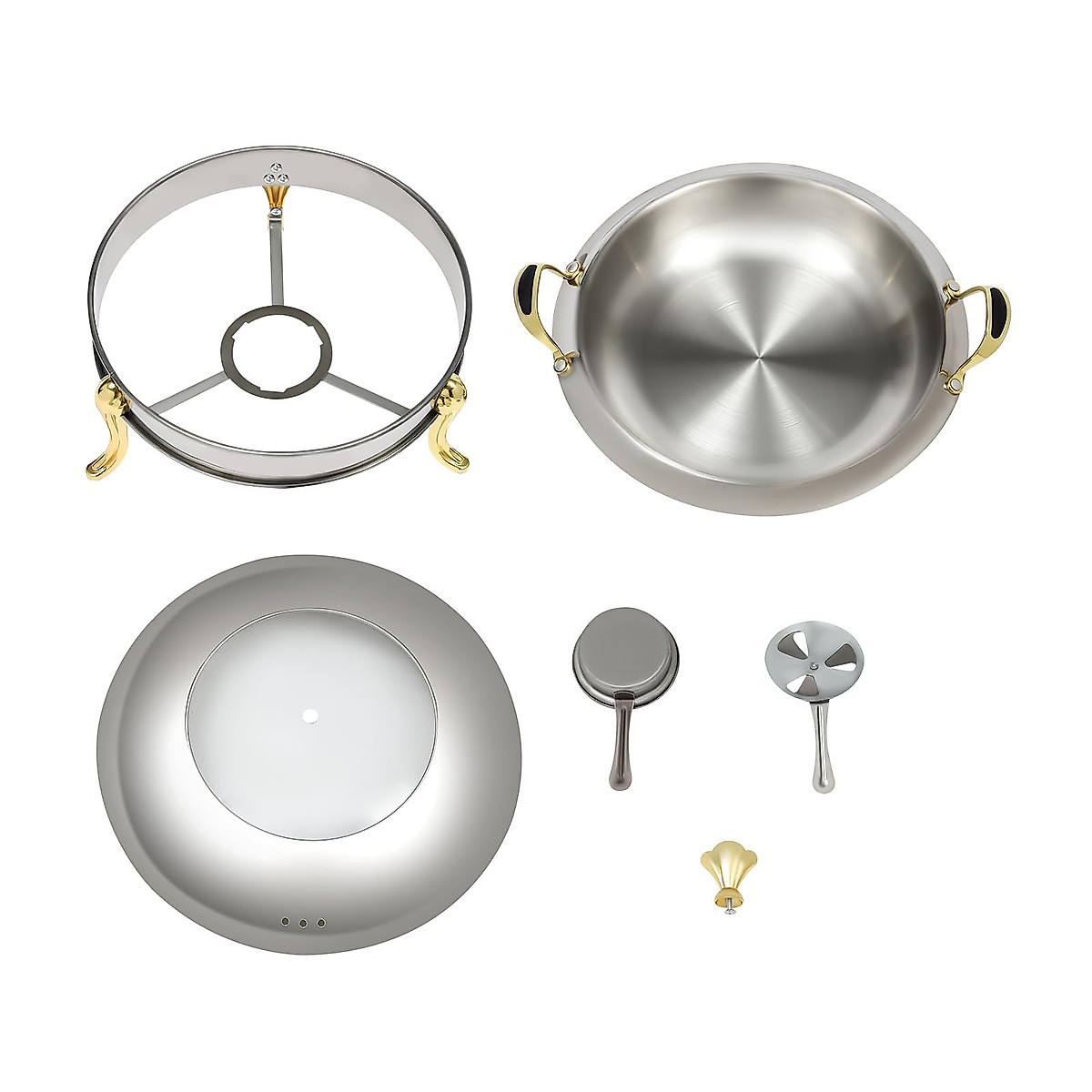 Round Chafing Dish,Stainless Steel Chafing Dish Buffet Chafer,2.5L Catering Chafers and Buffet Warmers with Fuel Holder,for Hotels,Buffets,Restaurants,Family Gatherings (Gold)