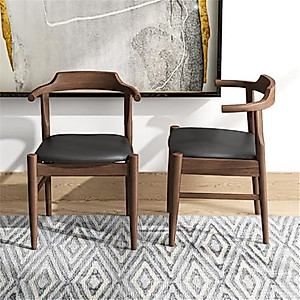 Ashcroft Furniture Co Latham Mid-Century Modern Black Faux Leather Dining Chair (Set of 2)