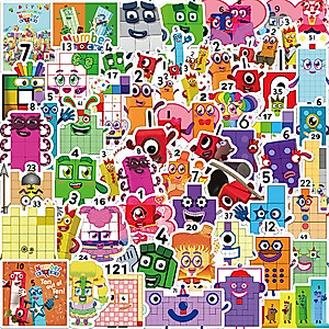 52pcs Numberblocks Stickers|Vinyl Waterproof Care for Children Stickers for Laptop,Car Bumper，Luggage,Skateboard,Water Bottles,Computer,Phone, Kids Teens Adults (Yellow-B)
