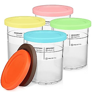 LOMILD Ice Cream Containers 4 Pack, Replacement for Ninja Creami Deluxe Pints and Lids, Compatible with NC500 Series Creami Deluxe Ice Cream Makers, Dishwasher Safe & BPA-Free