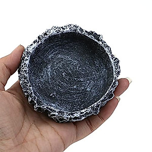 Tighall Reptile Food Bowls Reptile Ramp Dish Pets Imitation Wood Feeding Plate Tortoise Rock Food Dish Frog Water Bowls for Corn Snake Crawl Pet