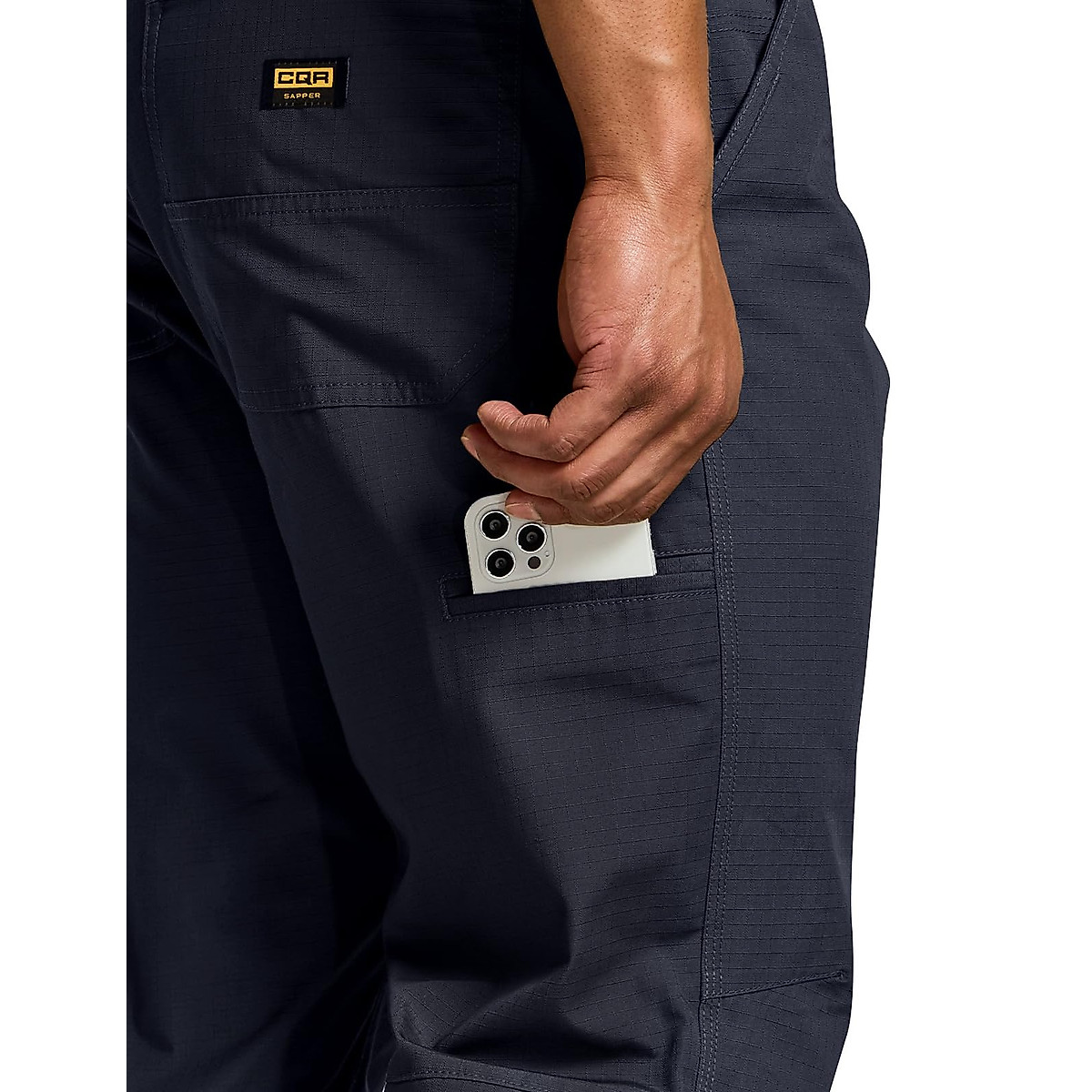 CQR Men's Ripstop Work Pants, Water Resistant Tactical Pants, Outdoor Utility Operator EDC Straight/Cargo Pants, Straight Police Navy, 44W x 30L