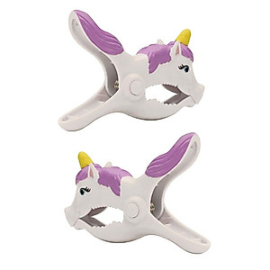 O2COOL Boca Beach Towel Clips-1 Set of 2, Unicorn, 2 Count