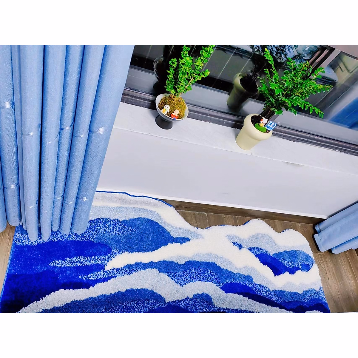 ZYLG Wave Shape Furry Bedroom Rug, Fluffy Area Rug, Bathroom Rugs, Children's Room, Bathroom Mats,Bath Mats(31.5 x 19.7 in)