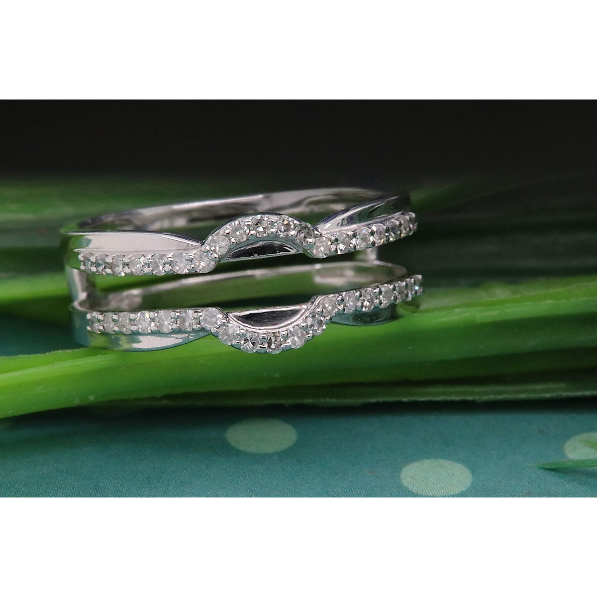 Dazzlingrock Collection 0.28 Carat (ctw) Round Diamond Wedding Band Enhancer Double Ring 1/4 CT, 14K White Gold, Size 7