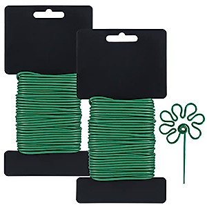 Tenn Well Green Garden Plant Ties, 66 Feet 2.8mm Bendable Plant Training Wire Trellis Wire for Supporting Tomato Plants, Climbing Roses and Cucumbers (2PCS X 33 Feet)