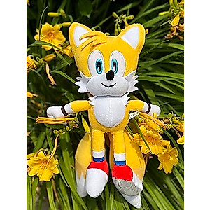 Adenzai Yellow Sonic Plush Action Figure Animal Hedgehog Super Sonic Ray Flying Squirrel Movie Plush Gift Plush for Kids Boys & Girls Sonic The Hedgehog Toy Tails Plush, Knuckles Plush 12 Inches