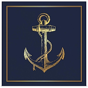 GREATBIGCANVAS Navy Gold Anchor Unframed Poster Print