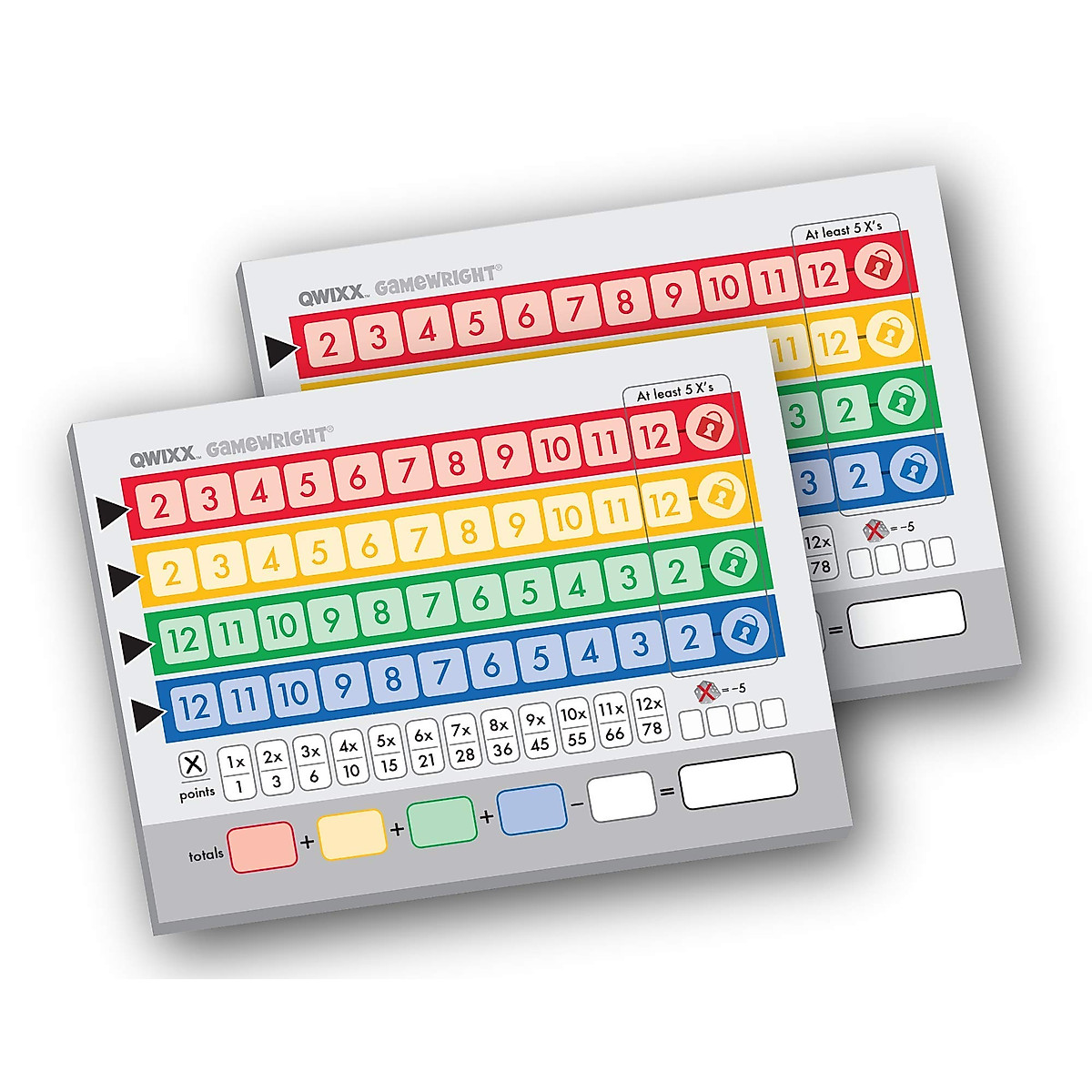QWIXX Original 3 Replacement Score Pad Boxes Bundle (in Color) - 600 Score Sheets (Score Cards) - Bonus Hickoryville Velour Storage Bag