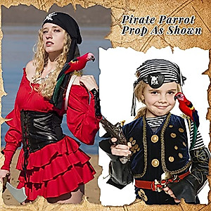 Yinder 4 Pcs Halloween Pirate Parrot Prop on Shoulder Pirate Parrot Prop Artificial Feather Parrot Costume Accessory Party Supplies