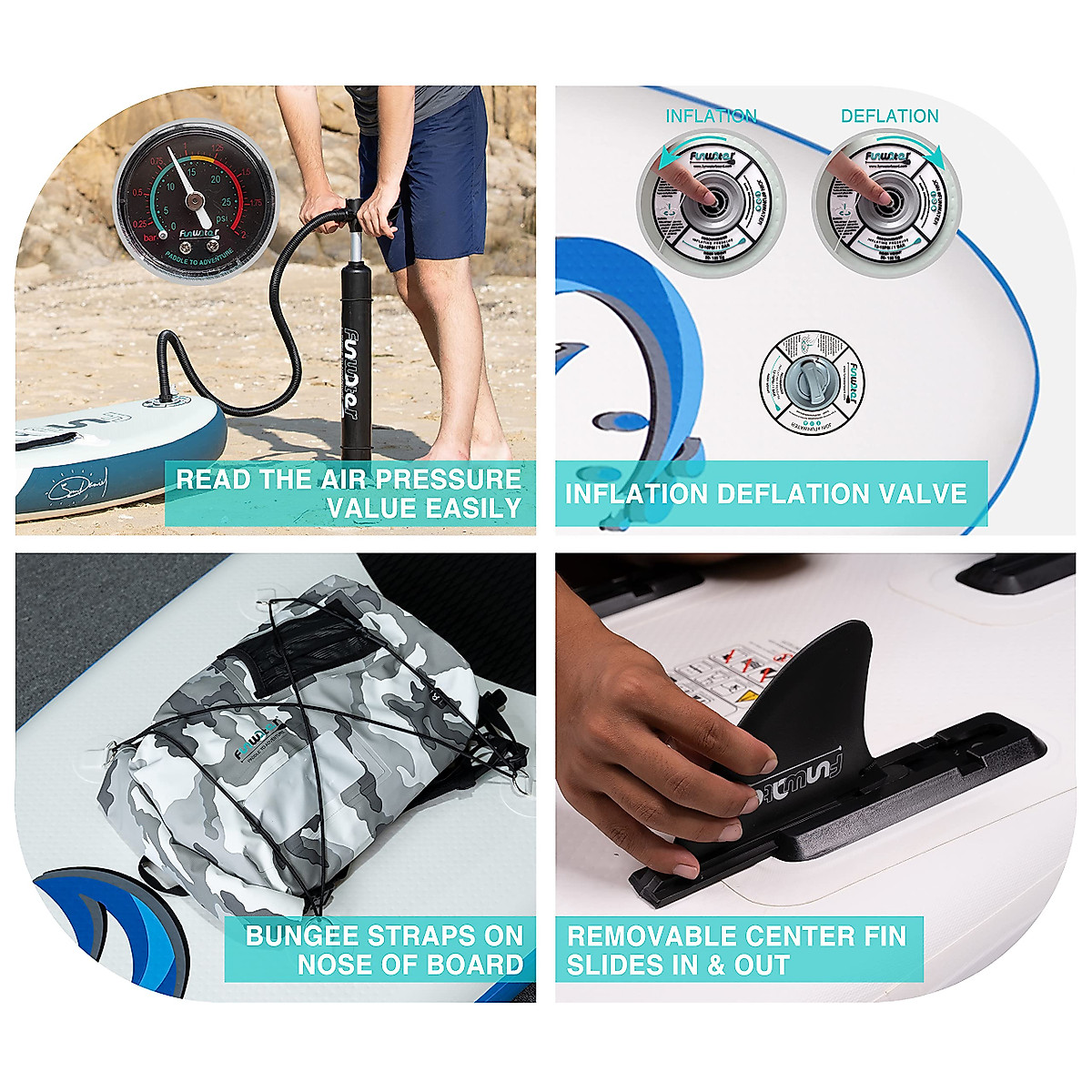 FunWater Stand Up Paddle Board Ultra-Light Inflatable Paddleboard with SUP Accessories for Adults & Youth of All Skill Levels