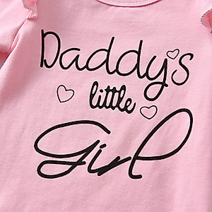 Elspilit Infant Baby Girl Clothes Long Sleeve Ruffle Romper Pants Headband Outfits Sets (0-3 Months,Pink)