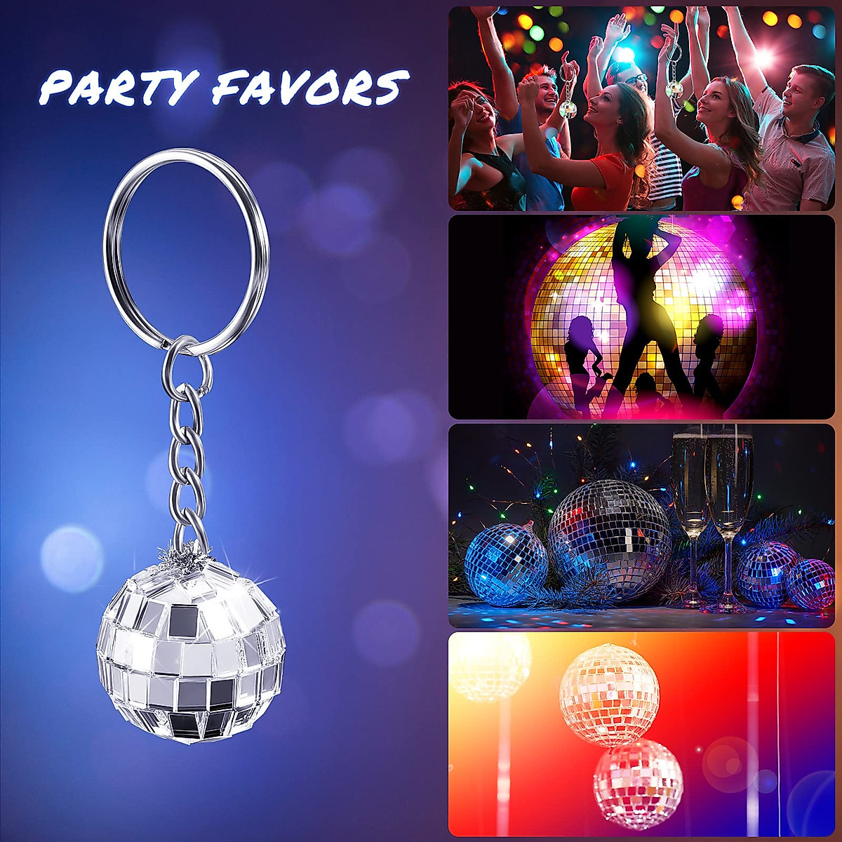 Kigeli 150 Pack Disco Ball Keychain Bulk 0.79'' Discoball Ornaments Silver Disco Accessories for 1970s Disco Party Favor