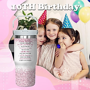 40 Oz Happy Birthday Cups for women Keeps Drinks Hot Cold Ice, Mothers Day Gift for Stainless Steel Happy Birthday Mug , Birthdays Tumbler for Women with Handle & Straw, Birthdays Gifts for Female