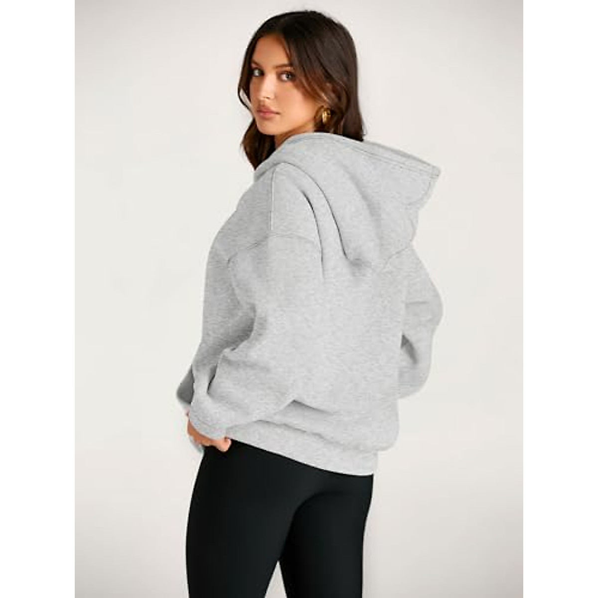 EFAN Womens Trendy Oversized Sweatshirts Pullover Essentials Hoodies Long Sleeve Fleece Sweaters With Pockets Fall Fashion Clothes Winter Outfits Y2k Teen Girls 2023 Clothing Grey