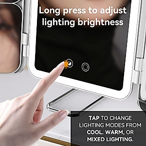 VEVETEC Rechargeable Lighted Makeup Mirror, Portable Led Vanity Mirror, Dimmable, Magnifying Glass 1X/3X/7X Magnification, Touch Control,Travel Cosmetic Mirror