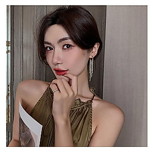 Long Pearl Earrings for Women 14k Gold Plated Pearl Dangle Tassel Earrings Sterling Silver Post Long Pearl Drop Earrings for Prom (Gold)