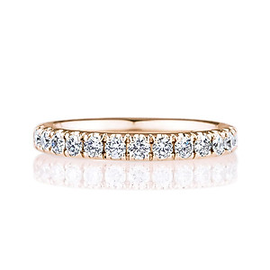 MRENITE Solid 10K/14K/18K Rose Gold 0.42 ct. t.w. Lab-grown Diamond Eternity Band for Women Round Diamonds Stackable Rings for Wedding Anniversary Engagement (D-F color, SI clarity)