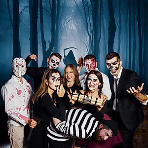 MEHOFOND 7x5ft Scary Halloween Backdrop Misty Dark Forest Horrible Halloween Gloomy Woods Trees Scythe of Death Photography Background Horrible Cemetery Spooky Party Decoration Photo Booth Props