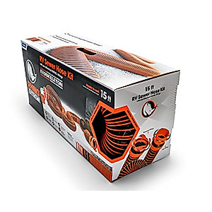 Camco RhinoEXTREME 15-Foot Camper/RV Sewer Hose Kit | Features TPE Technology for Abrasion Resistance and Crush Protection | Includes Pre-Attached Rhino Swivel Fittings (39861)