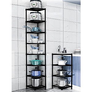 ZANIYO Kitchen Corner Shelf Rack, Multi-layer Pot Rack Storage Organizer Stainless Steel Shelves Shelf Holder (8 Tier)
