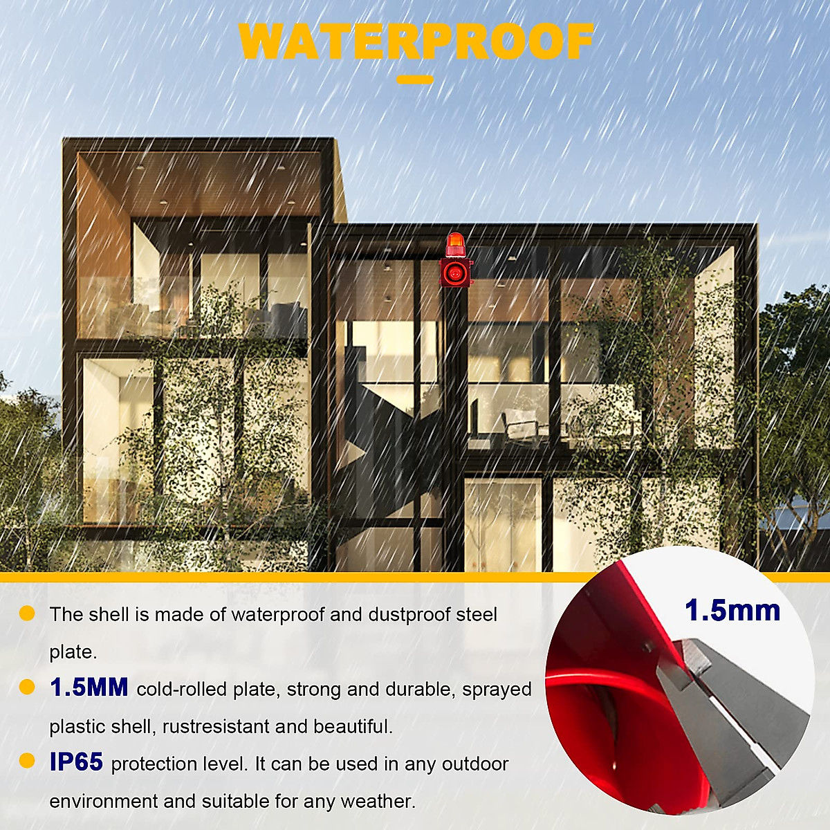 Saladulce Industrial Siren Alarm Horn Strobe Loud Flashing Alarm Siren AC110V 120dB Outdoor Siren Safety Alarm Horn Indoor Warning Siren Light Emergency Waterproof