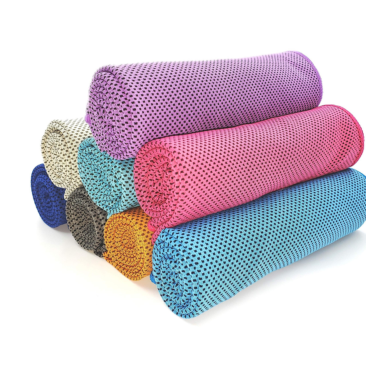 Hystrada 8 Pack Cooling Towels 40" x 12"-Cooling Scarf, Cold snap Cooling Towel for Instant Cooling Relief for All Physical Activities: Golf, Fitness, Camping, Hiking, Yoga, Pilates