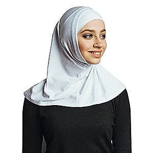 VeilWear No pins, cotton head scarf, instant hijab two piece, ready to wear muslim accessories for women (white), One Size