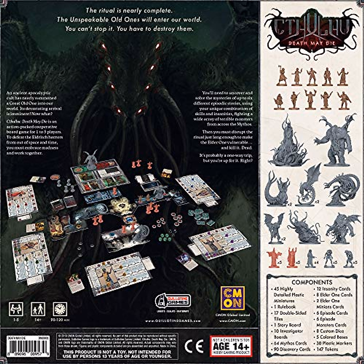 Cthulu: Death May Die Board/ Horror/ Mystery/ Cooperative Game for Adults and Teens | Ages 14+ | 1-5 Players | Average Playtime 90-120 Minutes | Made by CMON
