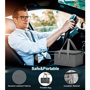 Dicorain Electric Lunch Box, 80w 1.8L Heated Lunch Box for Truck/Car/Office/Home/Work, 12/24/110v 3 In 1 Portable Food Warmer Lunch Box with Removable SS Container, Fork & Spoon (Grey)