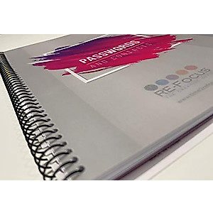 RE-FOCUS Password Book with Alphabetical Tabs 10"x7.6" Spiral Bound Credentials keeper Saves All Internet Login Details (Pink)