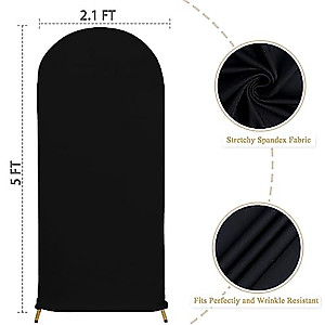Spandex Wedding Arch Cover Black Stretch Chiara Backdrop Stand Cover 5 ft by 2.1ft Arch Backdrop Covers for Round Top Arch Wall Backdrop Bridal Shower Ceremony Birthday Decor Fitted Backdrop Fabric