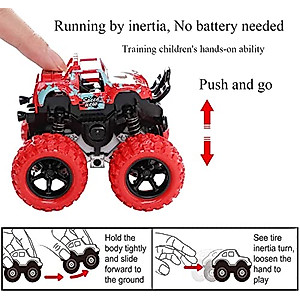 JAFATOY 4 Pack Toy Cars for Kids 3-5 Years Old Boys Girls Monster Trucks Pull Back Car Toy Monster Trucks Toy Toddler Car Toys