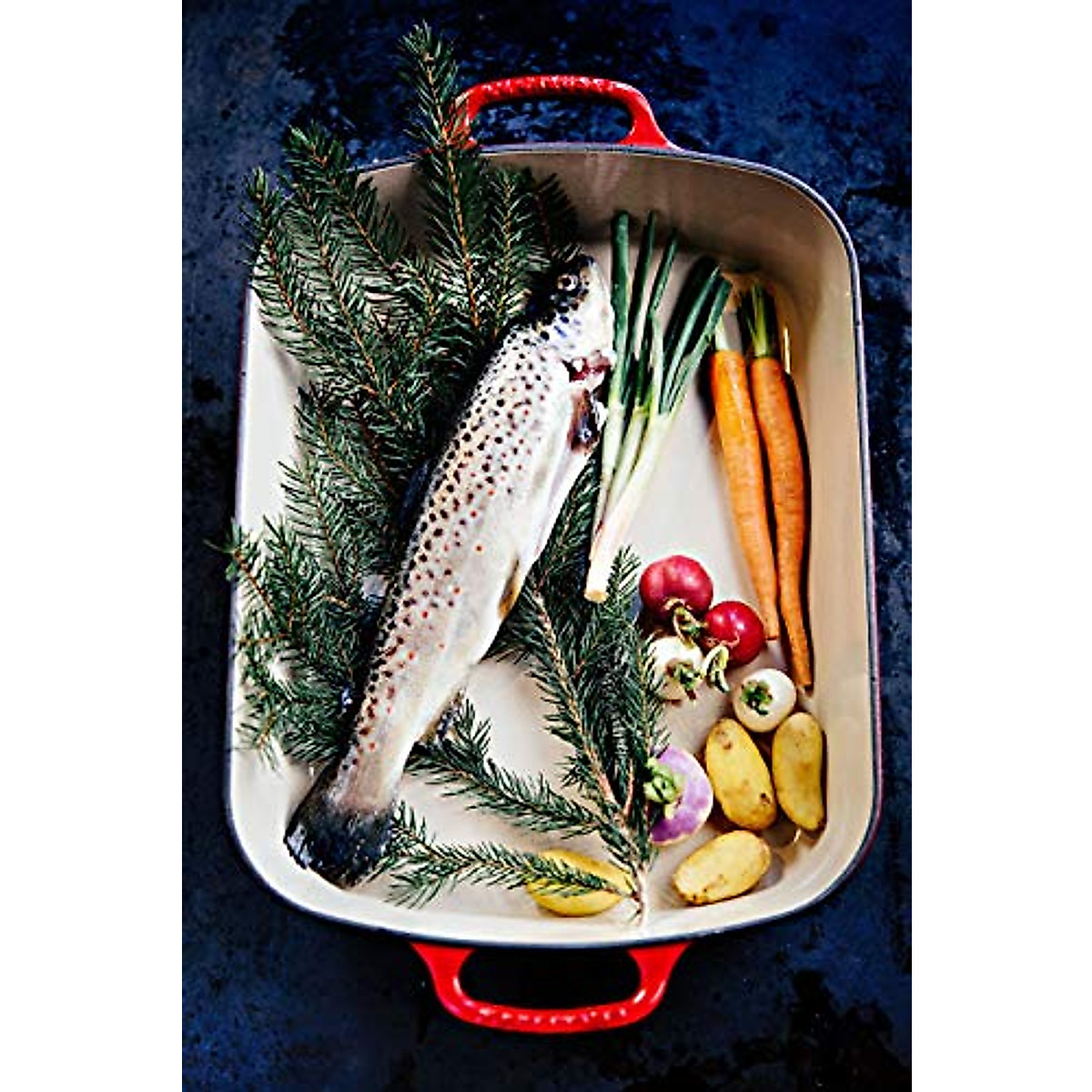 Le Creuset Enameled Cast Iron Signature Rectangular Roaster, 5.25 qt. (11.7" x 16.8") , Cerise