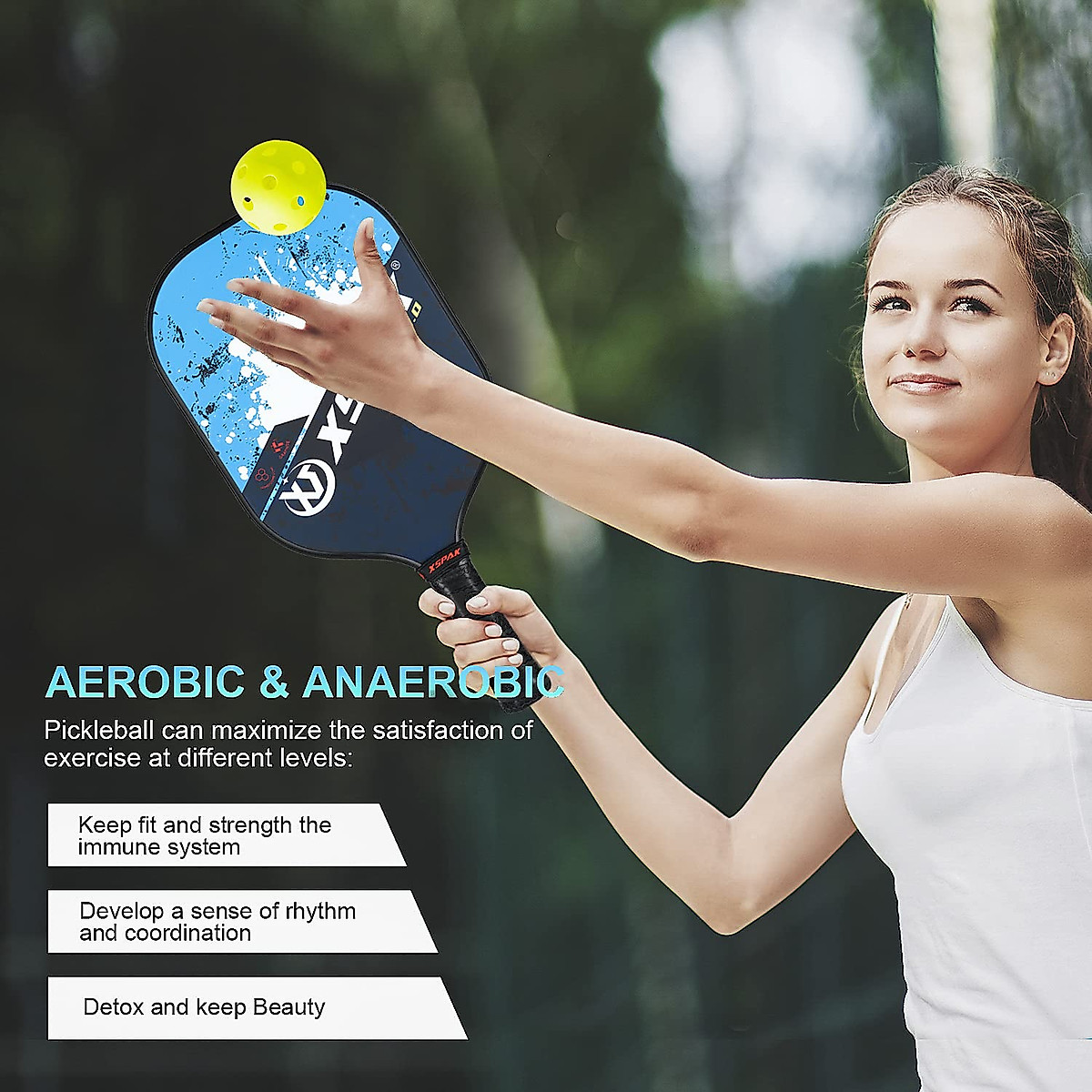 XS XSPAK Pickleball Paddles Set of 4, USAPA Premium Graphite Craft and Fiberglass Polymer Honeycomb Core, Lightweight Pickleball Rackets Including Portable Carry Bag, 4 Balls for Indoor & Outdoors