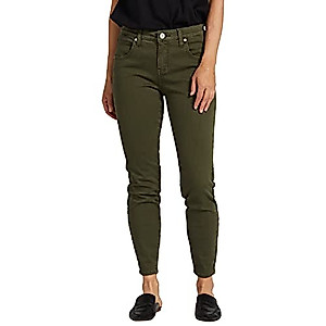 JAG Jeans Women's Cecilia Mid Rise Skinny Pants, Olive, 12