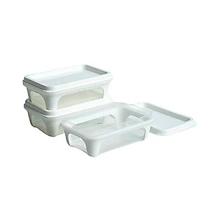 Unica Food Storage Containerwith Airtight Lid, Nestable Storage Boxes for Cereal, Snacks, Microwave, Dishwasher & Freezer Safe, Set of 3, White, 7 oz, 2.94x2.94x1.58 in