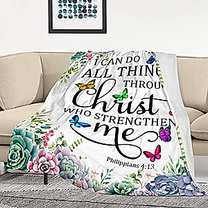 Christian Gifts for Women Inspirational Religious Blanket Bible Verse Scripture Prayer Throw Blanket Soft Flannel Healing Blanket 50&quot;X40&quot;