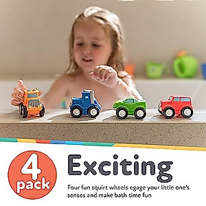 Nuby Squirt Wheels Baby Bath Toys - Baby Essentials - 4-Count