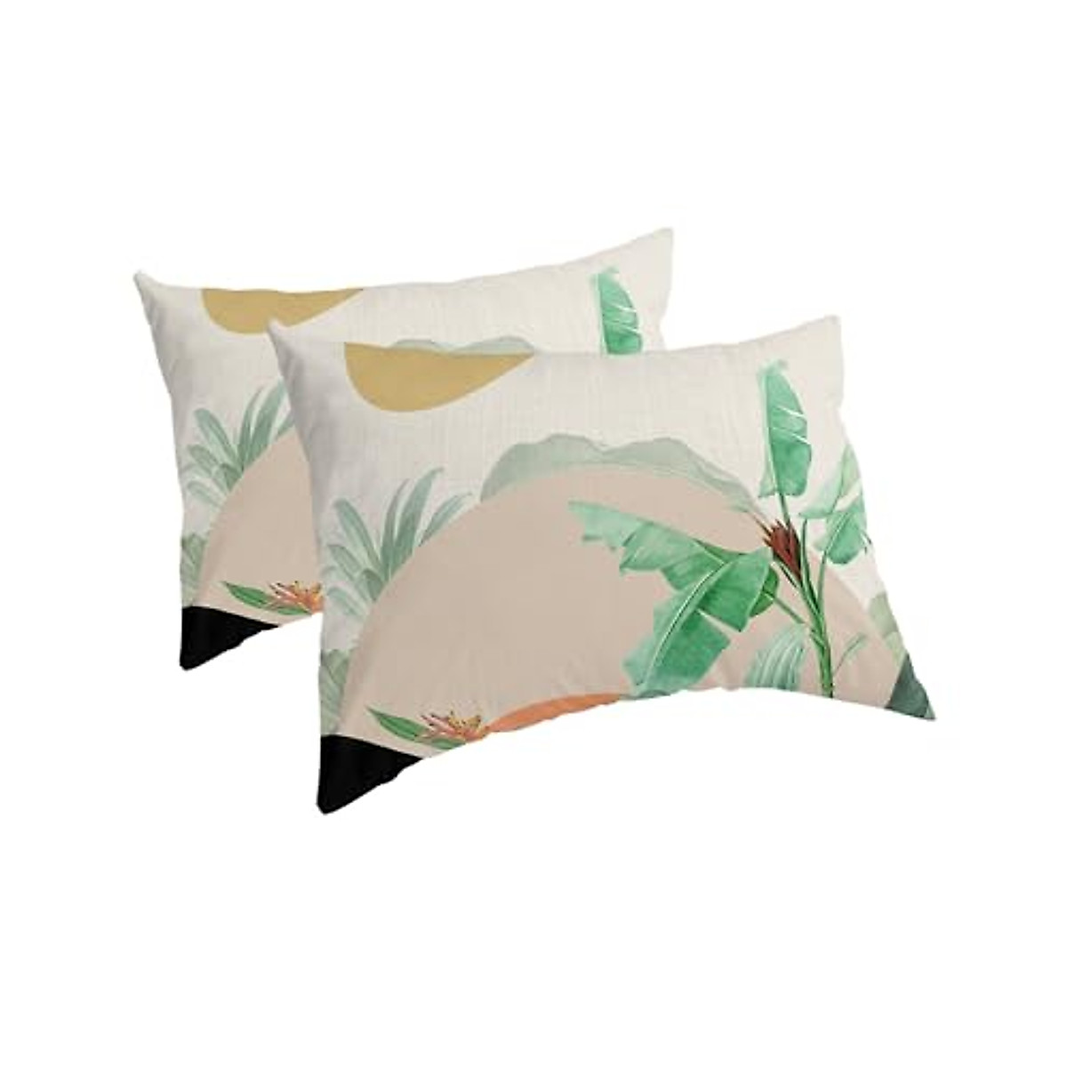 Hokiten Standard Size Pillow Cases Set of 2 - Boho Geometric Microfiber Soft Pillowcases with Envelop Closure, Summer Botanical Middle Century Abstract Rustic Lumbar Pillow Cover for Sofa, 20x26 in
