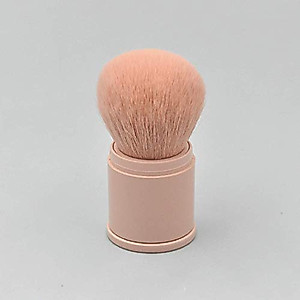 RN BEAUTY Retractable Powder Brushes Foundation Brush Blush Brush Bronzer Brush Face Blender Brush Professional Mineral Blending Buffing Kabuki Makeup Application Portable With Cover - Leather Pink