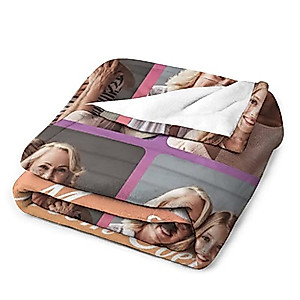 Customized Mothers Day Birthday Gifts for Mom Grandma Women, Personalized Throw Blanket with Photos to My Mom Gift from Daughter Son, Custom Mom Blanket with Pictures Text Made in USA